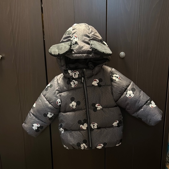 H&M | Jackets & Coats | Disney Mickey Mouse Puffer Jacket Gray | Poshmark